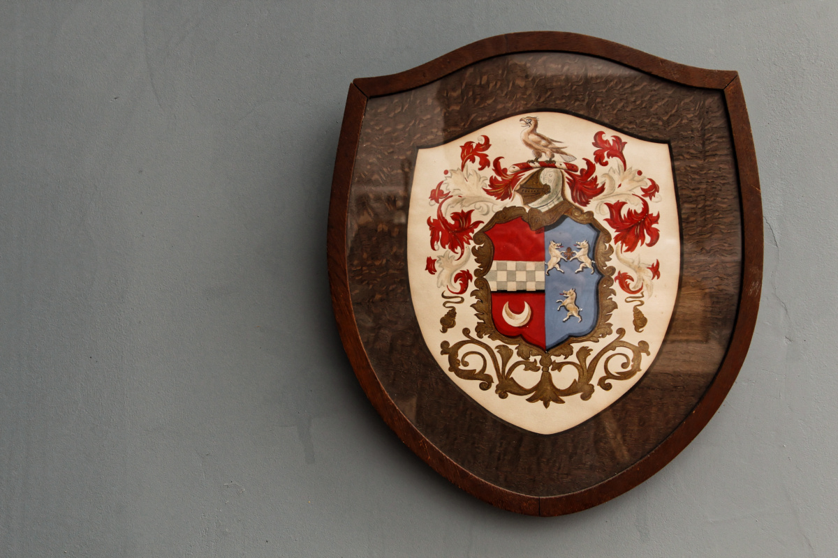 Cadre et blason en formé d'écu, à l'aquarelle - belOpus